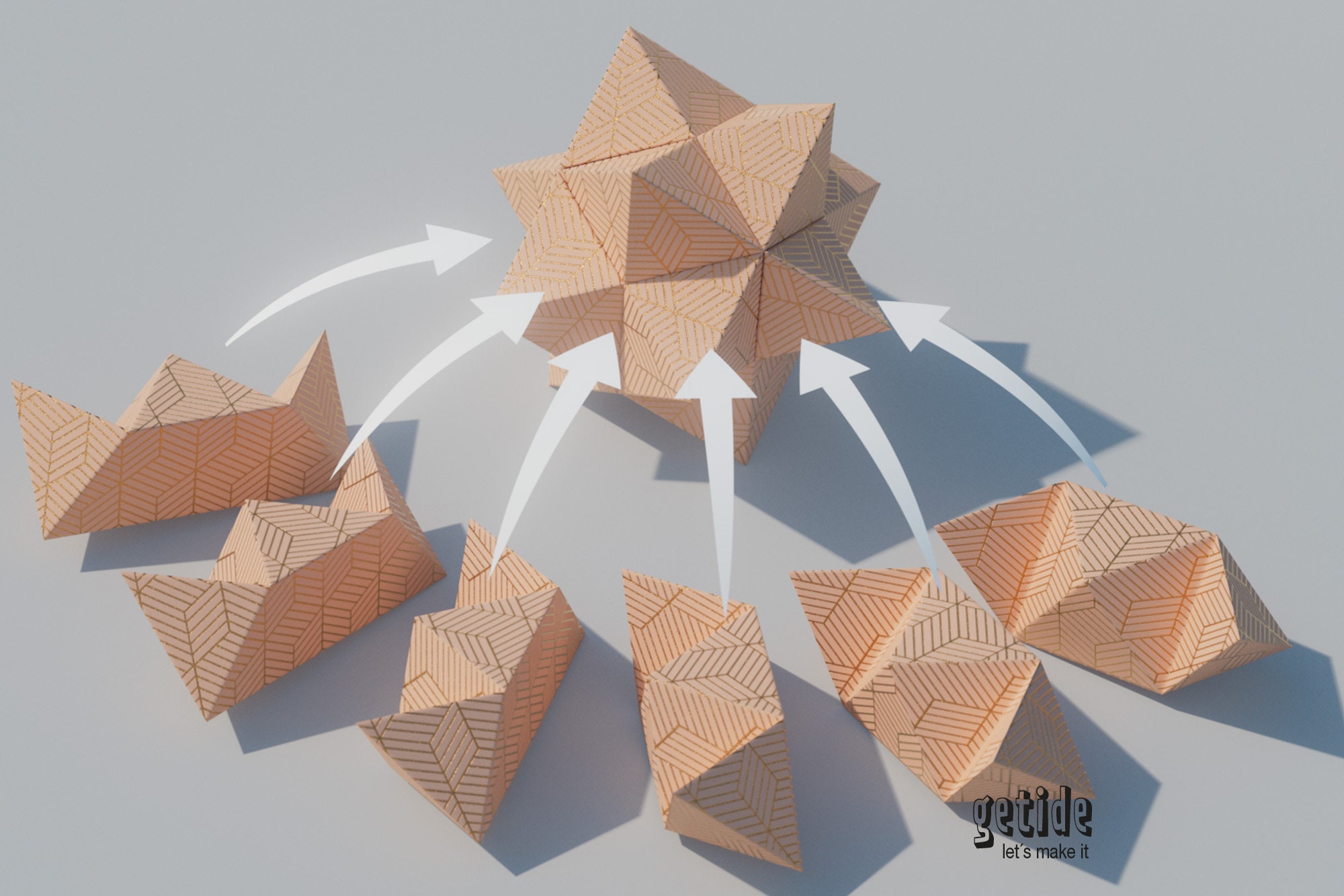 3D Star Puzzle, DIY, Paper Art, Do It Yourself, Pepakura, Decoration ...