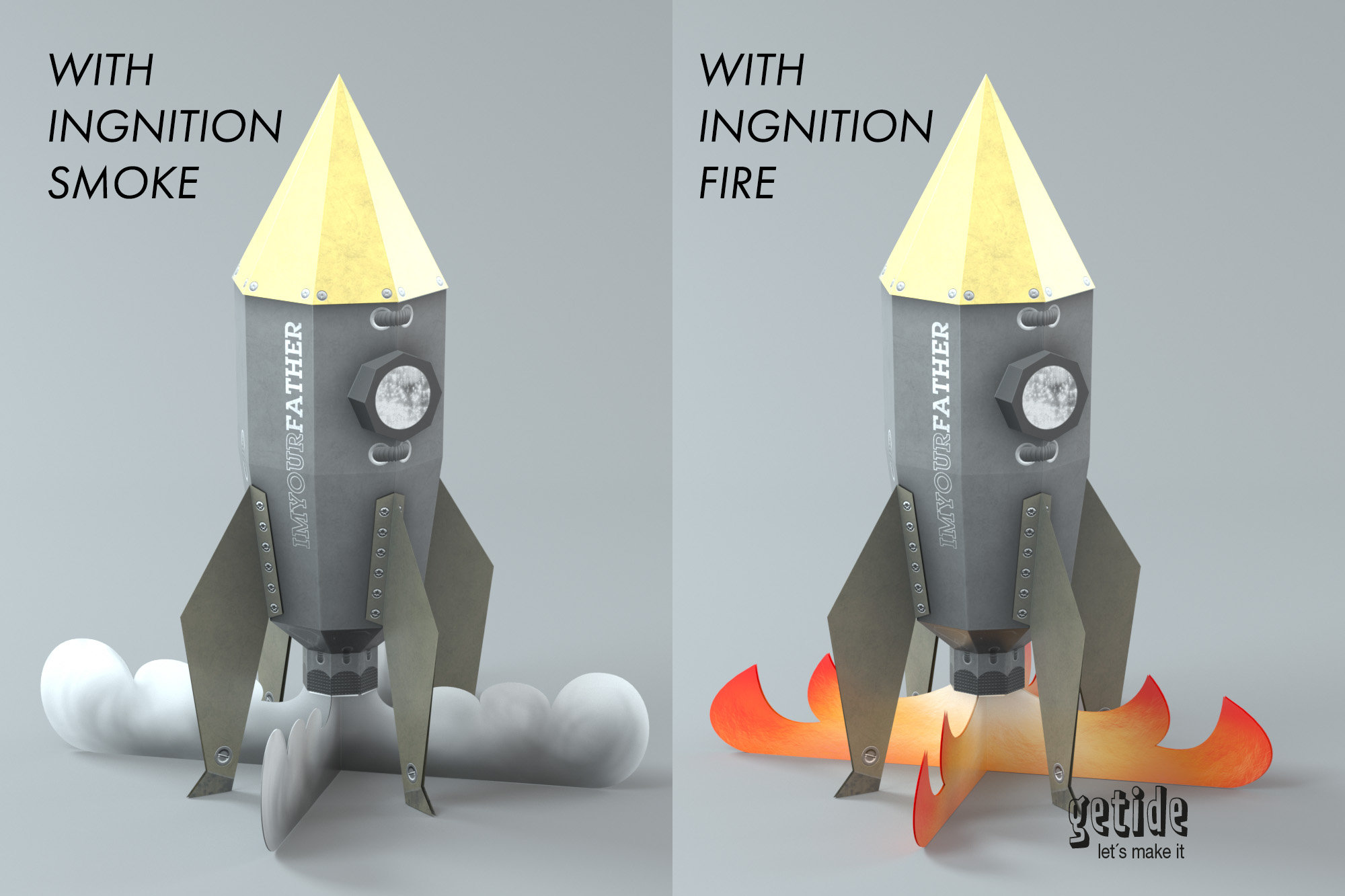 3D Paper Craft Rocket Set Family, DIY Decoration, 3D Origami, Paper Toy ...