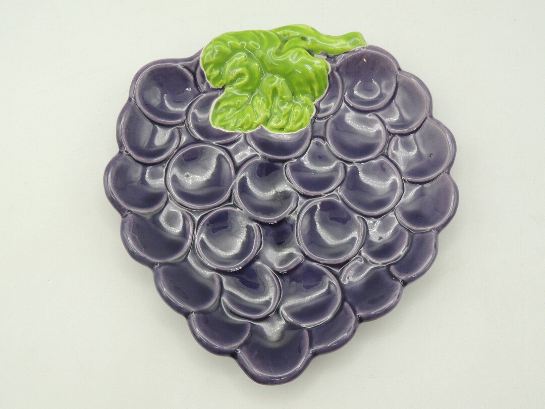 Ceramic Purple Grape Cluster Plate - Etsy