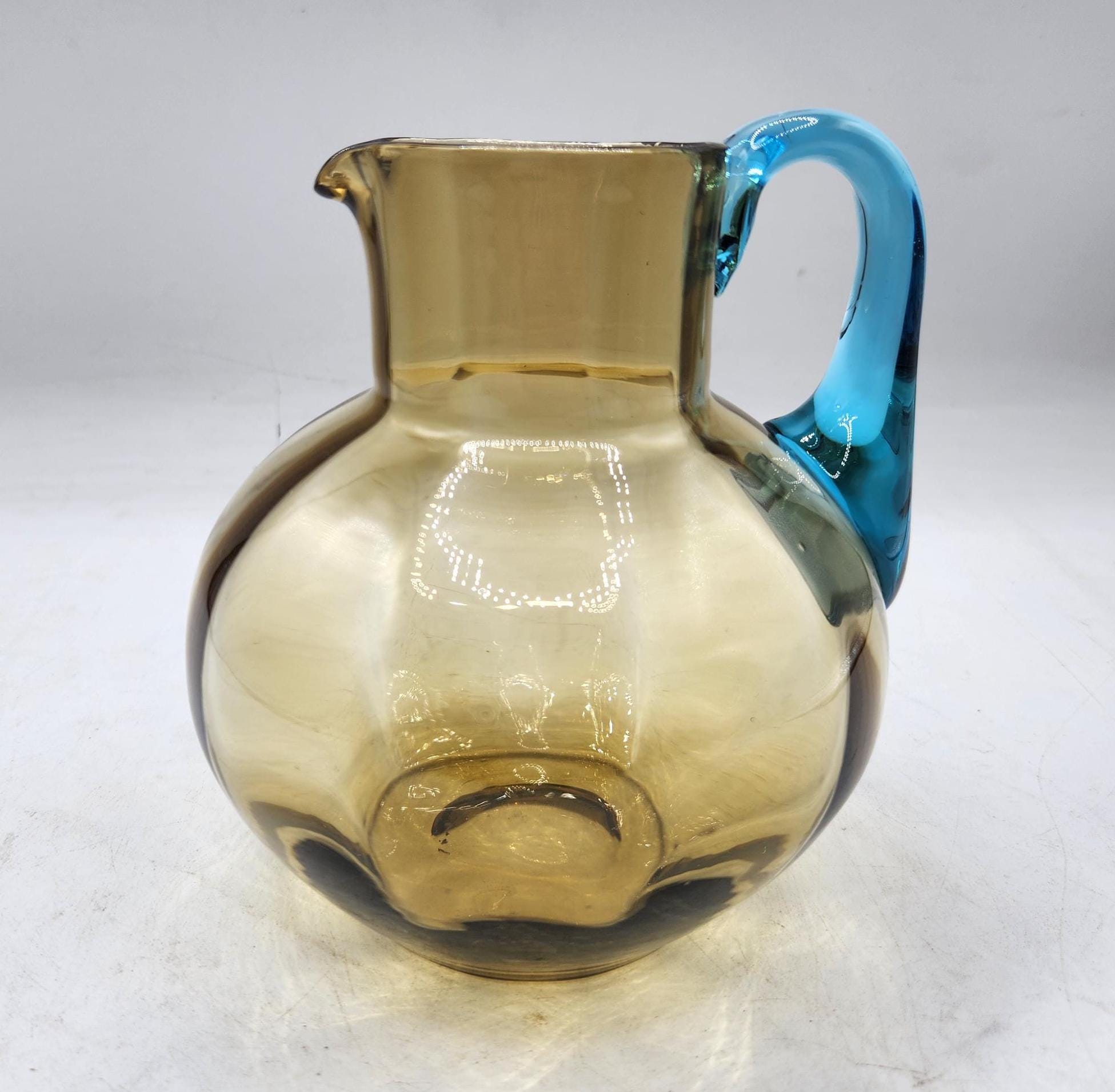 Victorian Phoenix Amber Art Glass Milk Pitcher W/applied Blue UV ...