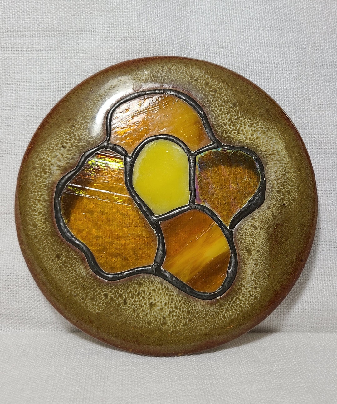 Pottery/stained Glass Lidded Trinket Dish - Etsy