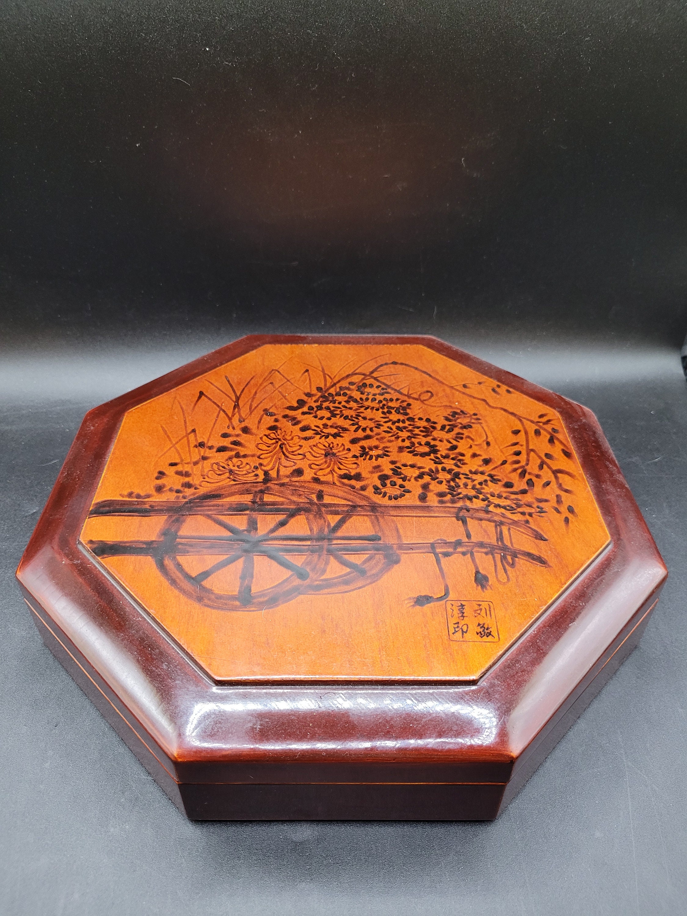 Oriental Octagon Lacquer Wood Storage Box - Etsy