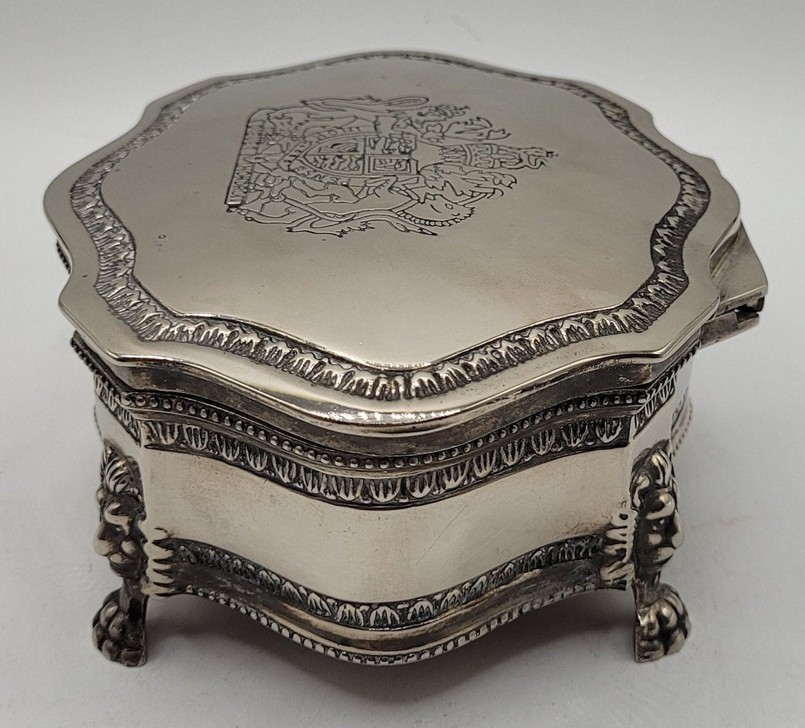 Silver Plated Trinket Box W/red Velvet Lining - Etsy