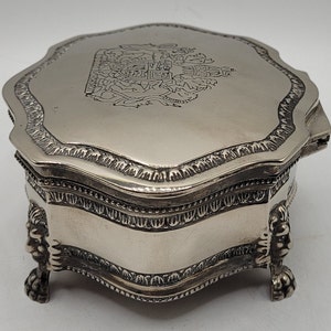Silver Plated Trinket Box W/red Velvet Lining - Etsy