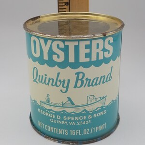 Quinby Brand Oyster Pint Tin Can - Etsy