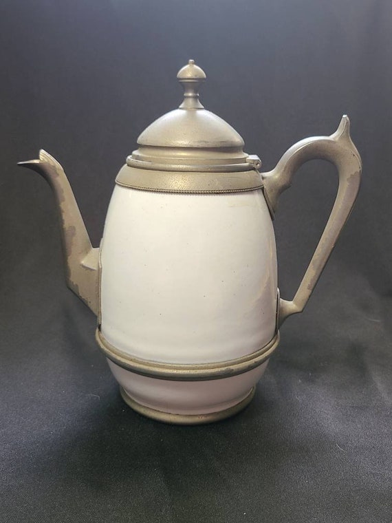 Enamelware & Pewter Coffee Serving Pot - Etsy