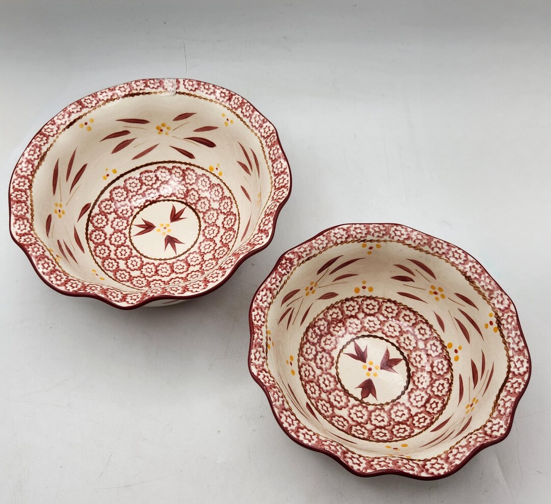 Temp-tations Old World Cranberry Nesting Mixing Bowl Pair - Etsy