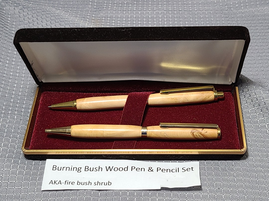 Burning Bush Wood Pen and Pencil Set - Etsy