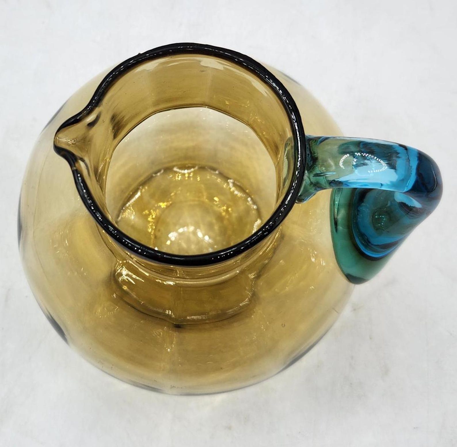 Victorian Phoenix Amber Art Glass Milk Pitcher W/applied Blue UV ...