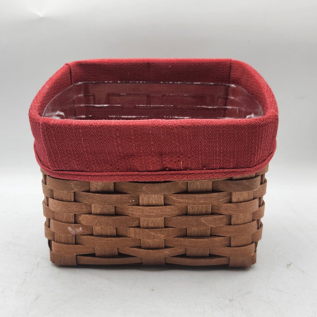 Longaberger Slanted Basket W/red Liner & Insert - Etsy