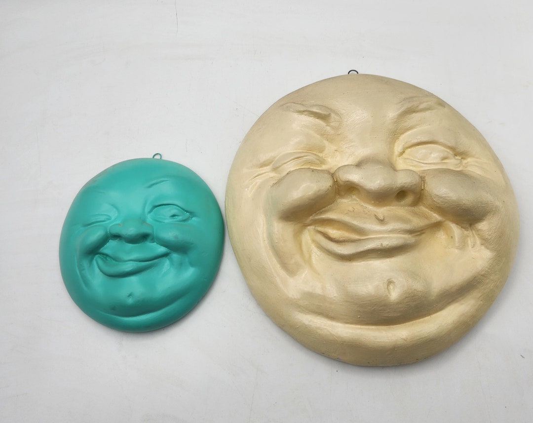 Winking Moon Plaster Wall Hanging Pair - Etsy