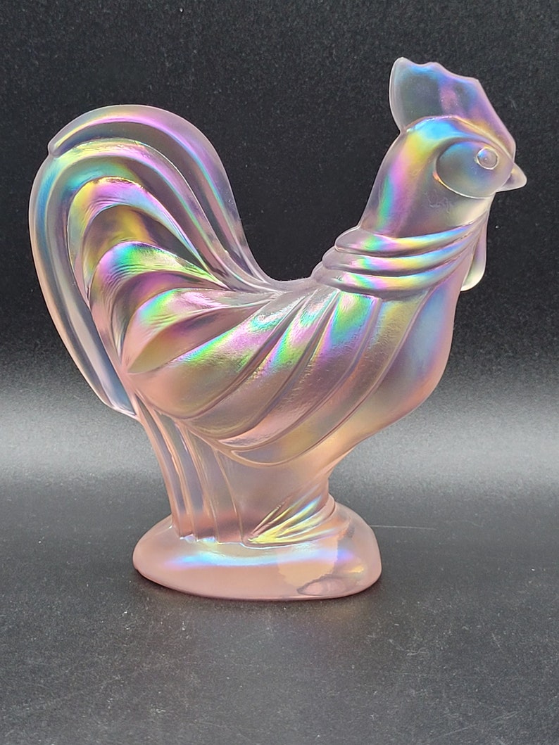 Fenton Pink Satin Carnival Glass Rooster Figurine - Etsy