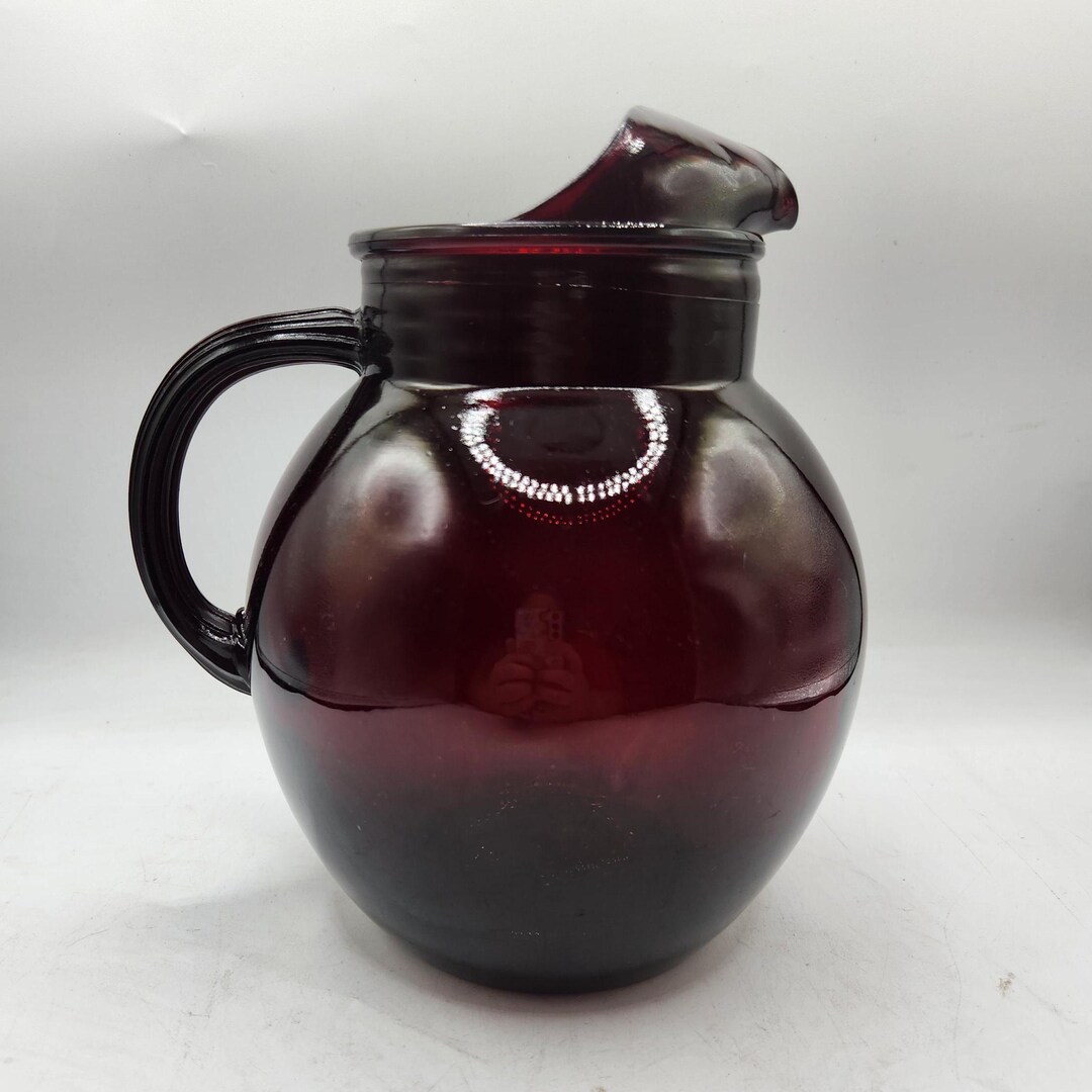 Anchor Hocking 96oz Ruby Red Pitcher W/ice Lip - Etsy