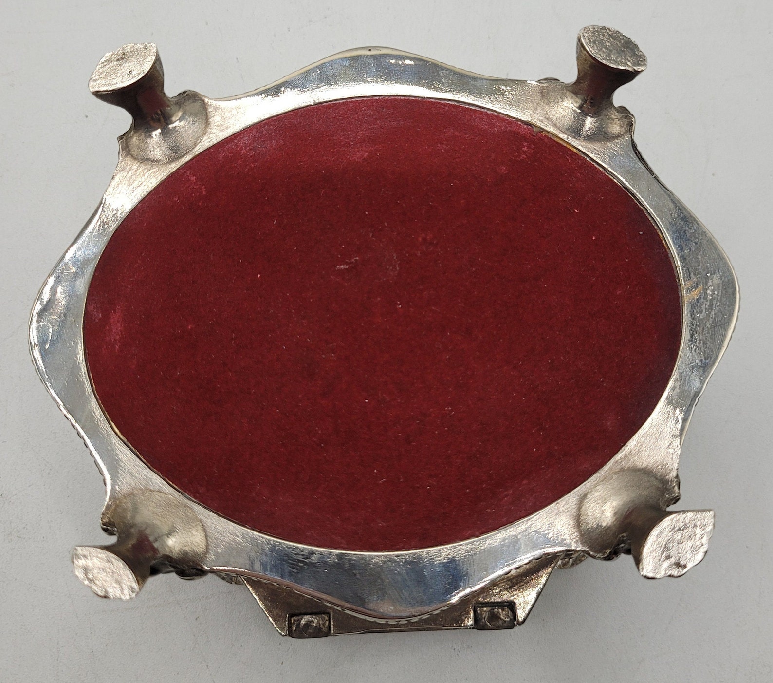 Silver Plated Trinket Box W/red Velvet Lining - Etsy