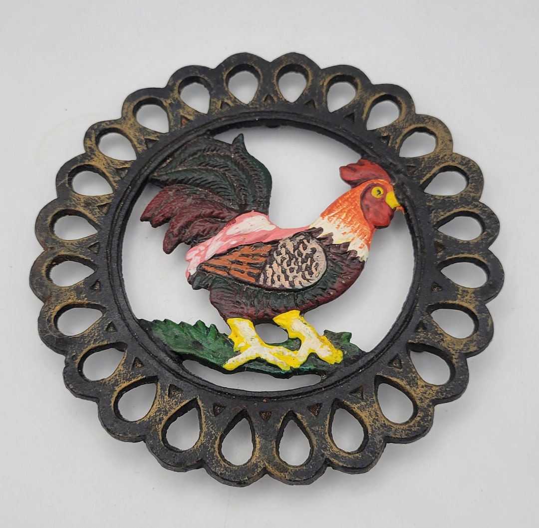 Cast Iron Rooster Trivet - Etsy