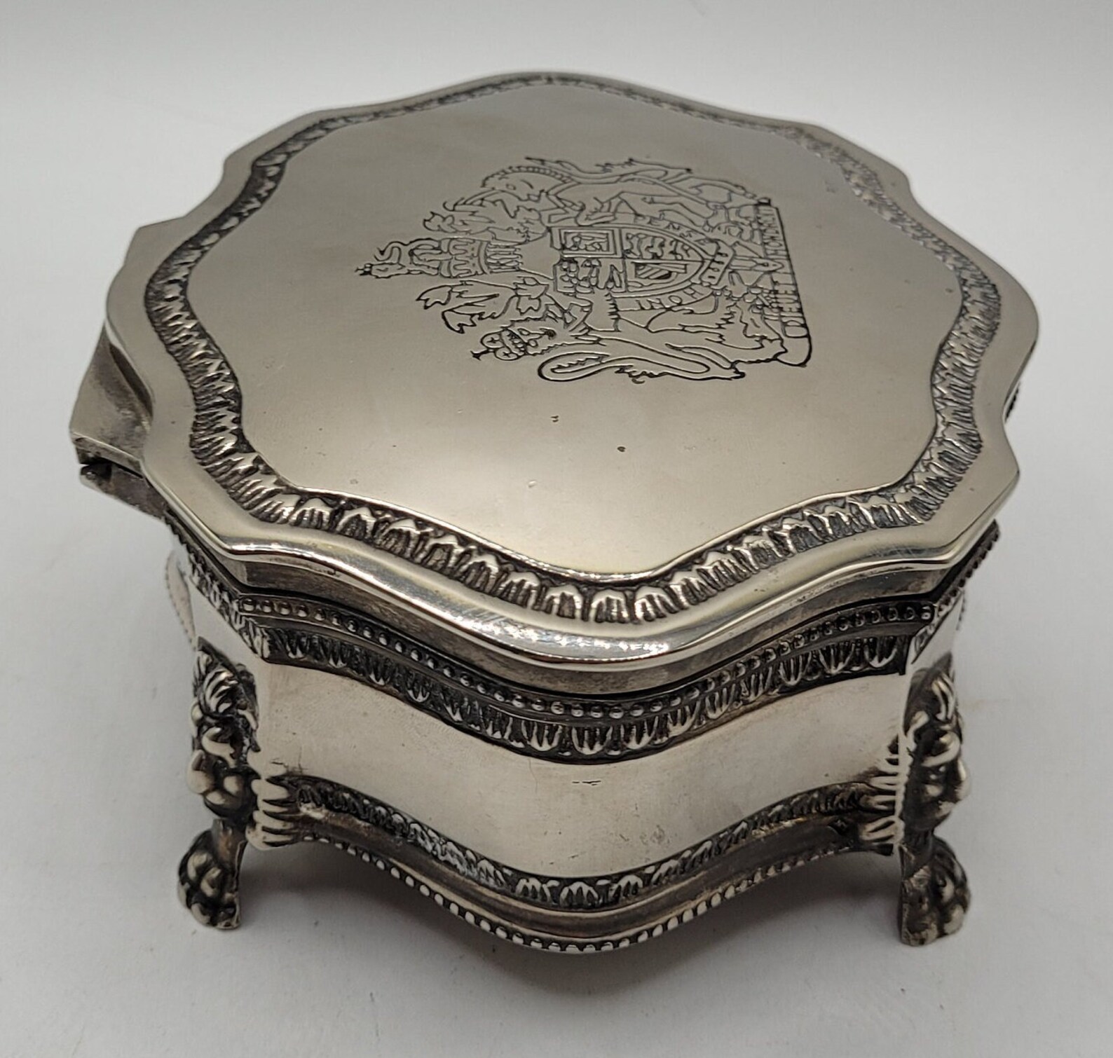 Silver Plated Trinket Box W/red Velvet Lining - Etsy