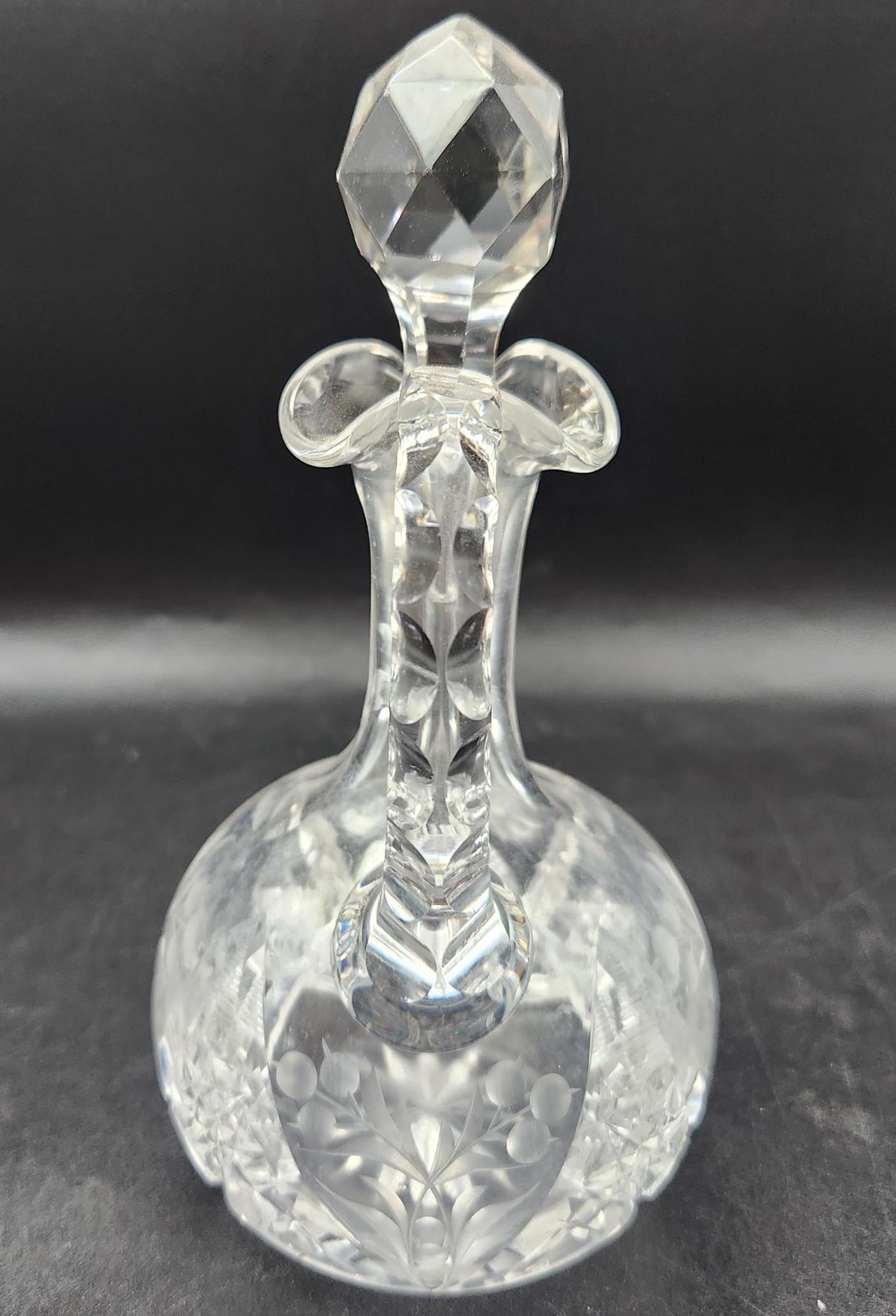 Cut Crystal Cruet W/etched Flowers and Topper - Etsy