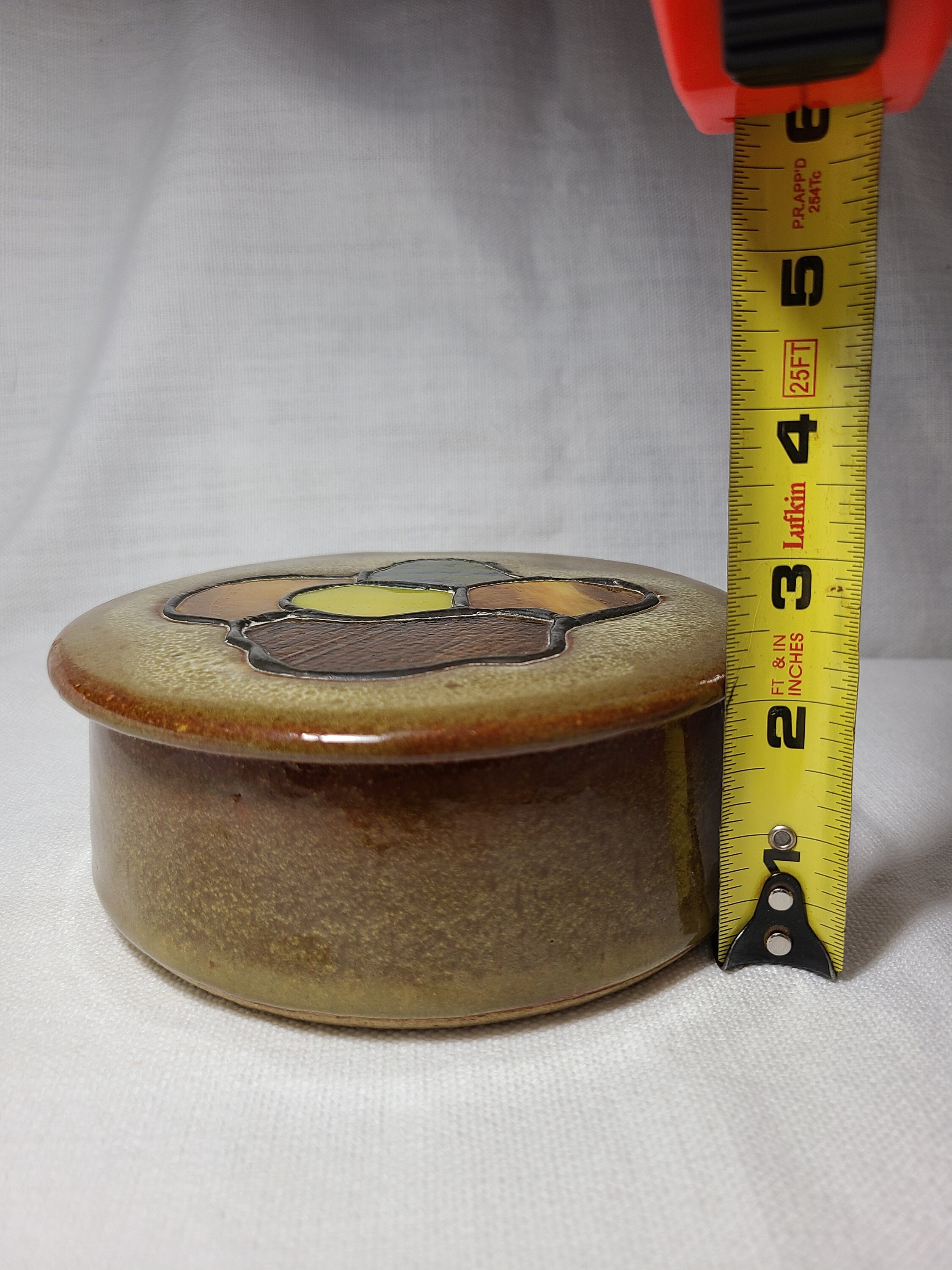 Pottery/stained Glass Lidded Trinket Dish | Etsy