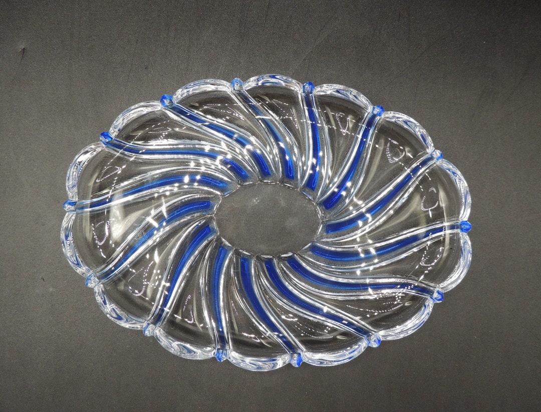 Mikasa Crystal Cobalt Peppermint Oval Sweet Dish - Etsy