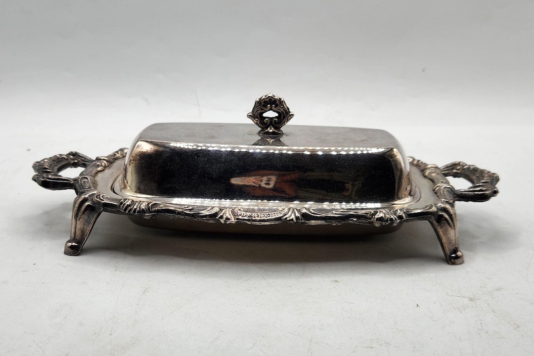 Vintage Silver Plated Butter Dish W/glass Insert - Etsy