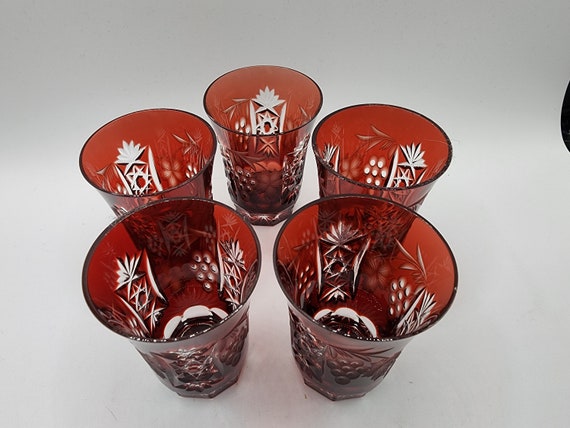Ruby Bohemian Cut Crystal Tumblers Set of 5 - Etsy