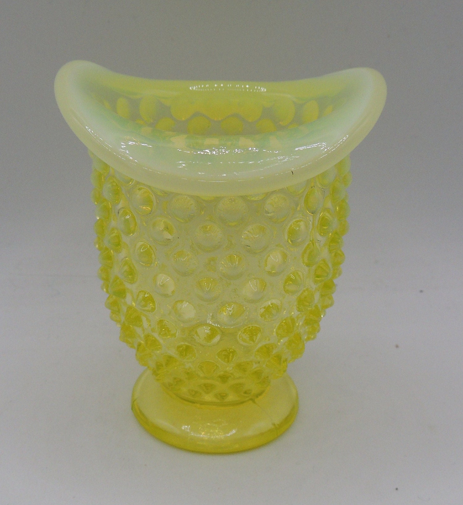 Fenton Opalescent Vaseline Glass Hobnail Toothpick Holder - Etsy