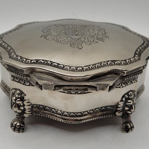 Silver Plated Trinket Box W/red Velvet Lining - Etsy