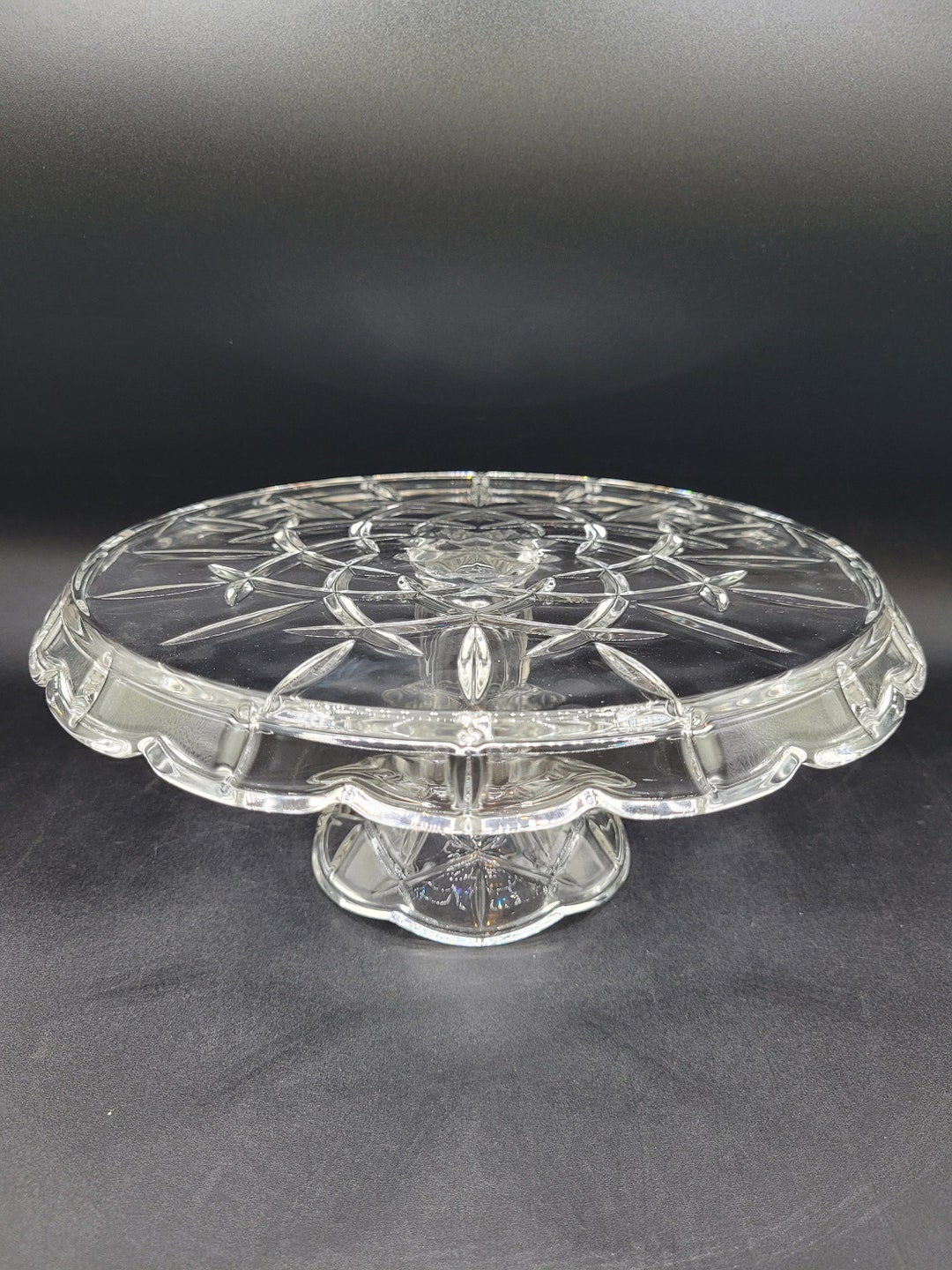 Gorham Crystal "lady Anne" Round Cake Stand - Etsy