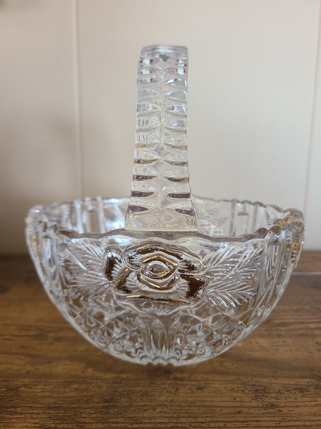 Dorset Crystal Basket W/ Embossed Gold Flowers - Etsy