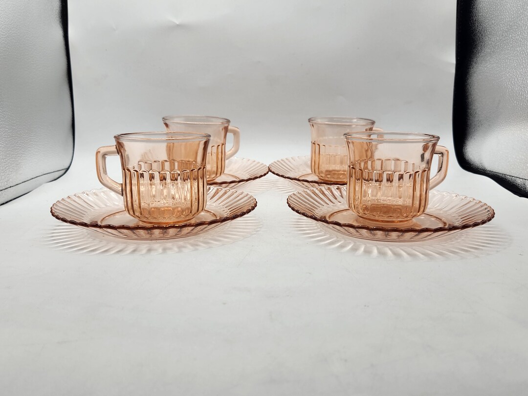 Forte Crisa "optic" Pink Cup and Saucer Set (4) - Etsy