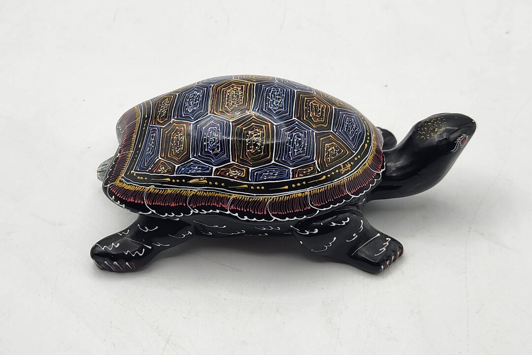 Lacquered Wood Longevity Turtle Box - Etsy