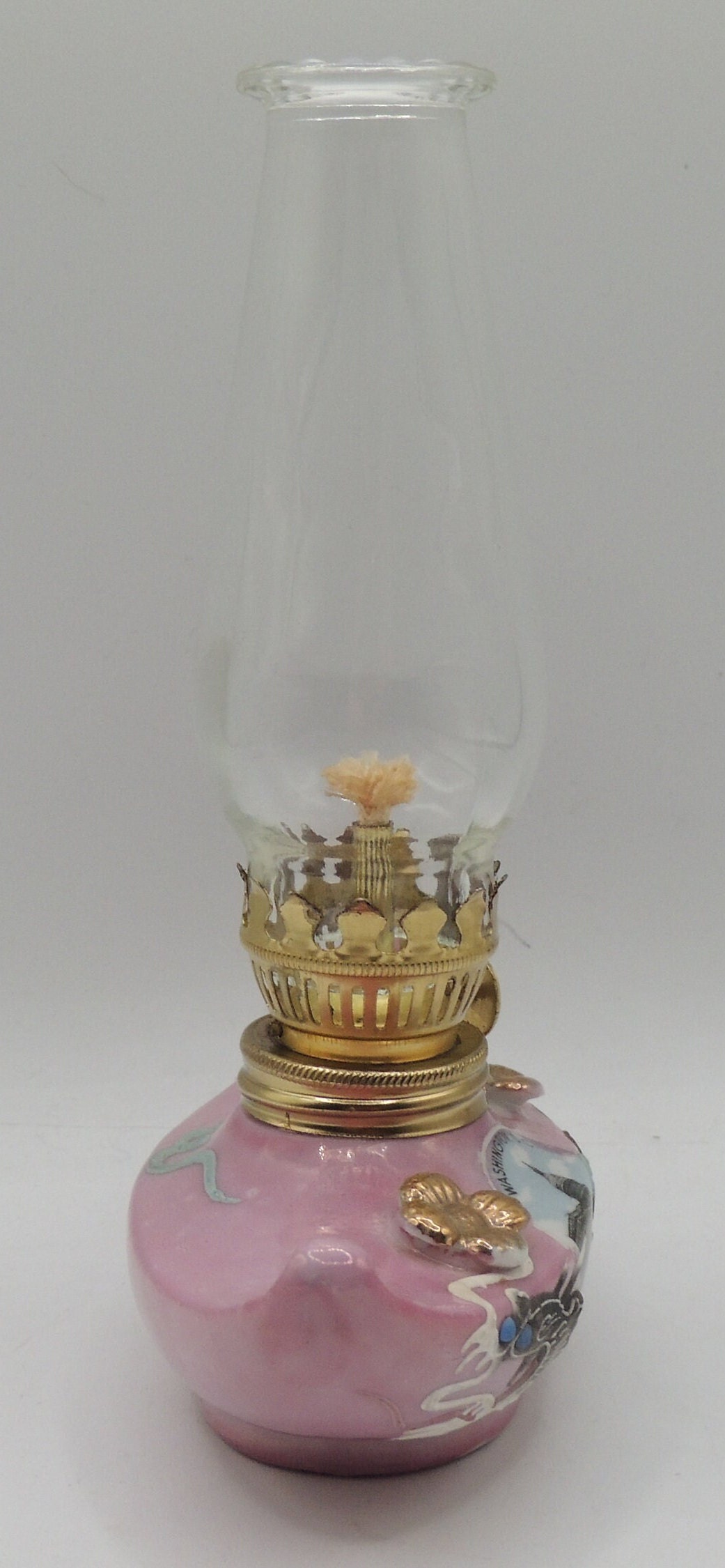 Lusterware Pink Aladdin Style Washington DC Souvenir Oil Lamp - Etsy