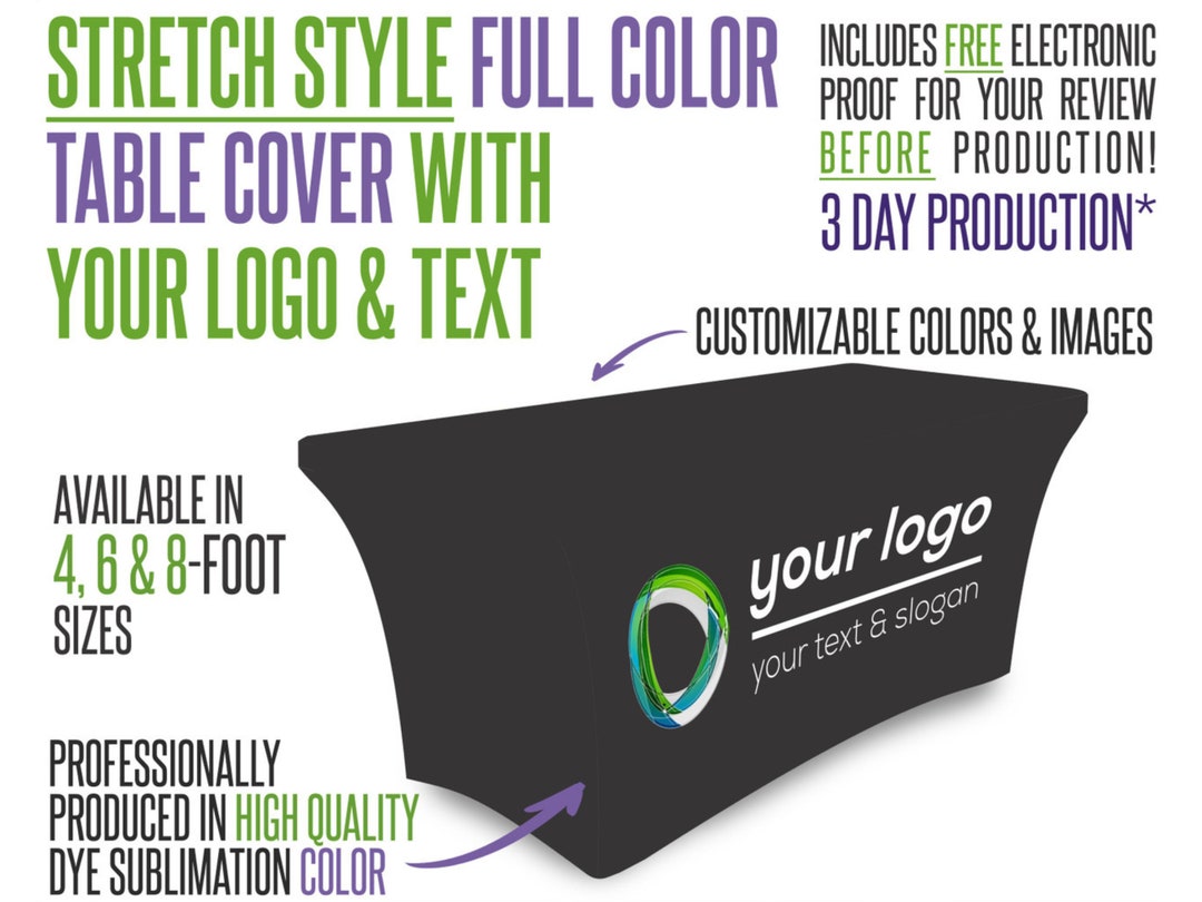 Custom Table Cloth With Business Logo Personalized Table Cover Stretch ...