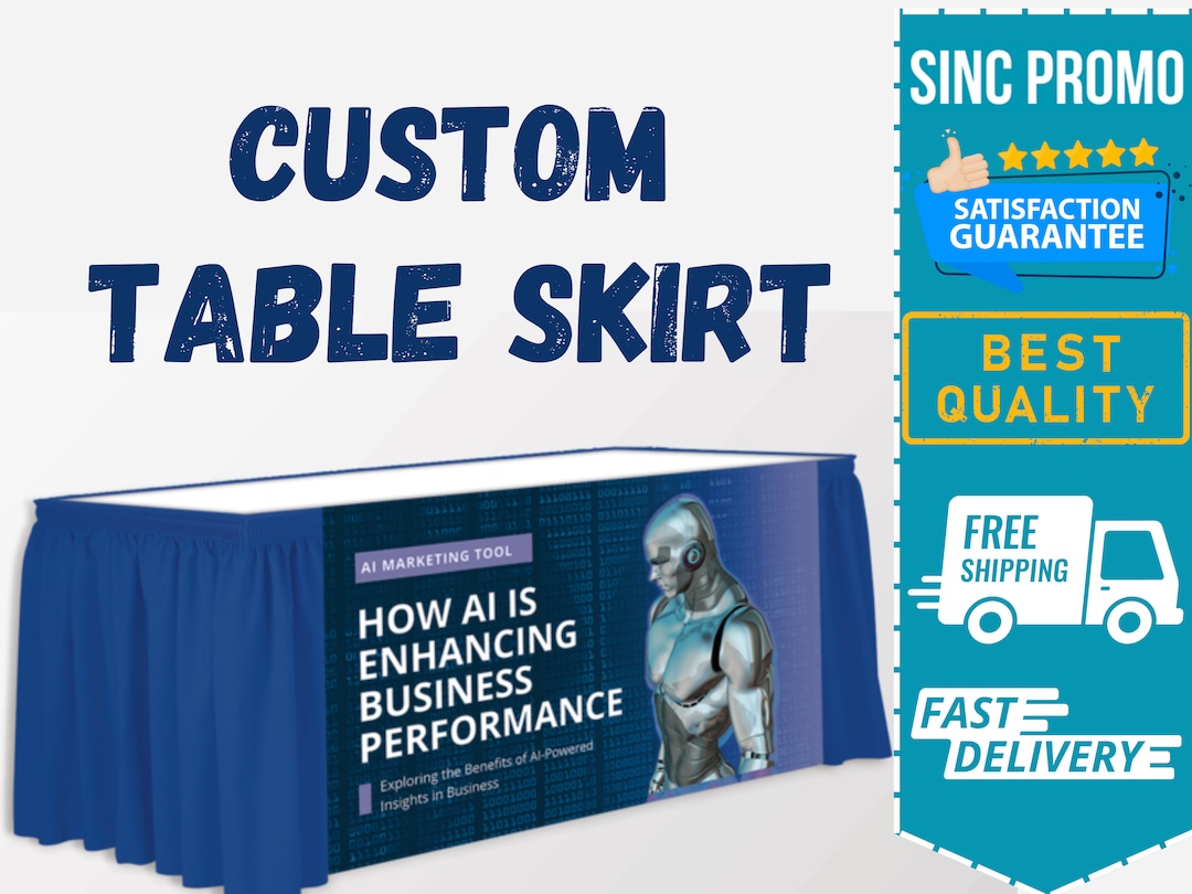 Personalized Table Skirt W/ Logo CUSTOM Table Skirt 4FT 6FT 8FT Table ...