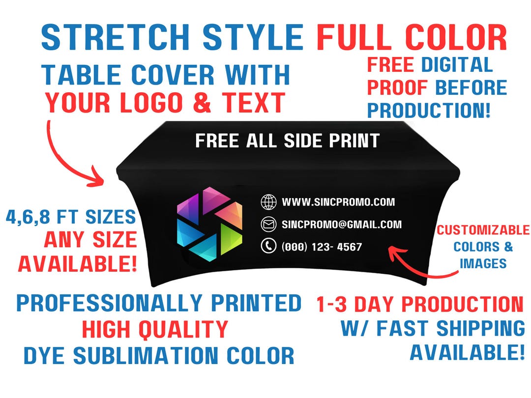 Custom Table Cloth With Business Logo Personalized Table Cover Stretch ...