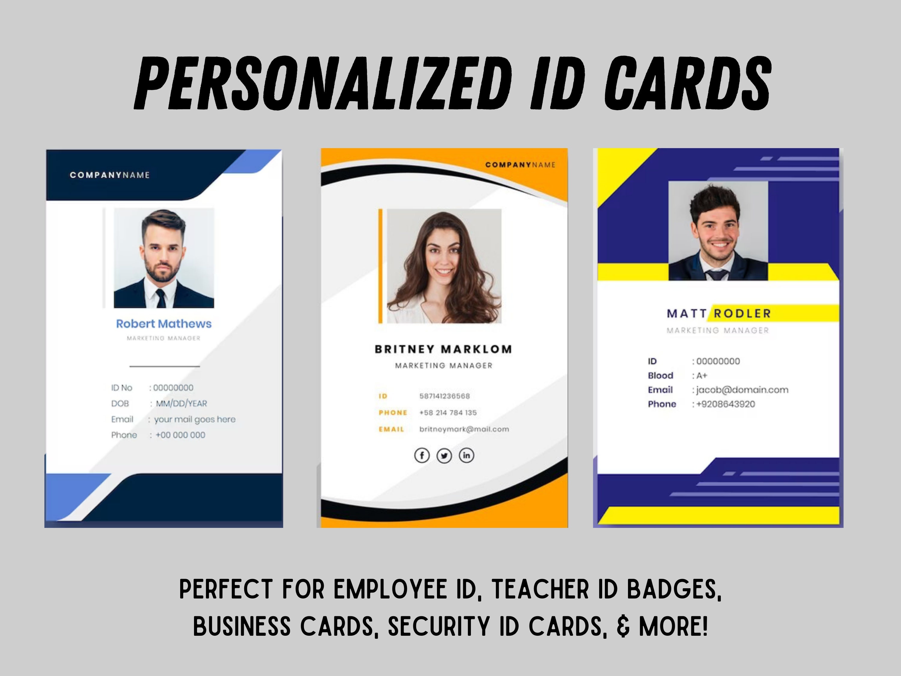 Full Color Plastic Photo ID Badges & PVC Cards - Both Side Printed ...