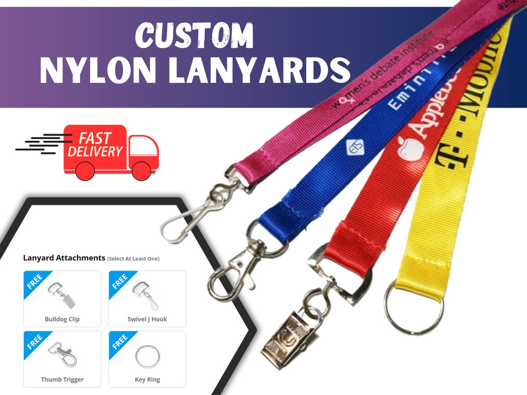 CUSTOM Printed Nylon Lanyards Personalized Nylon Lanyard Premium ...