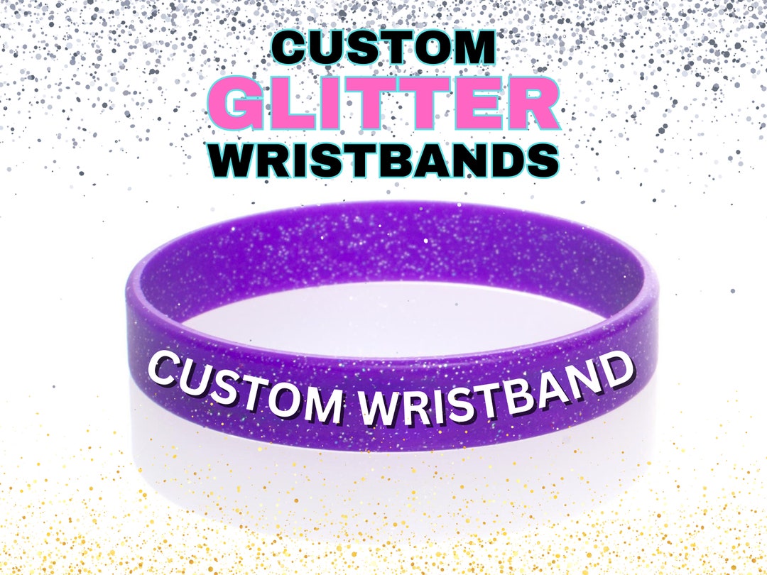 Custom GLITTER Wristbands - Personalized Rubber Bracelet Glitter ...