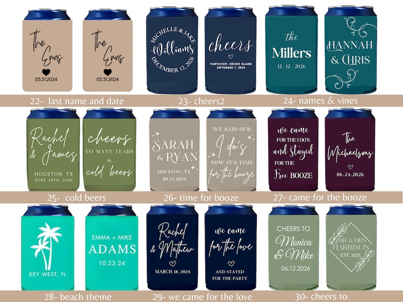 CUSTOM Wedding Can Coolers | CHEERS Can Coolers | Personalized Wedding ...
