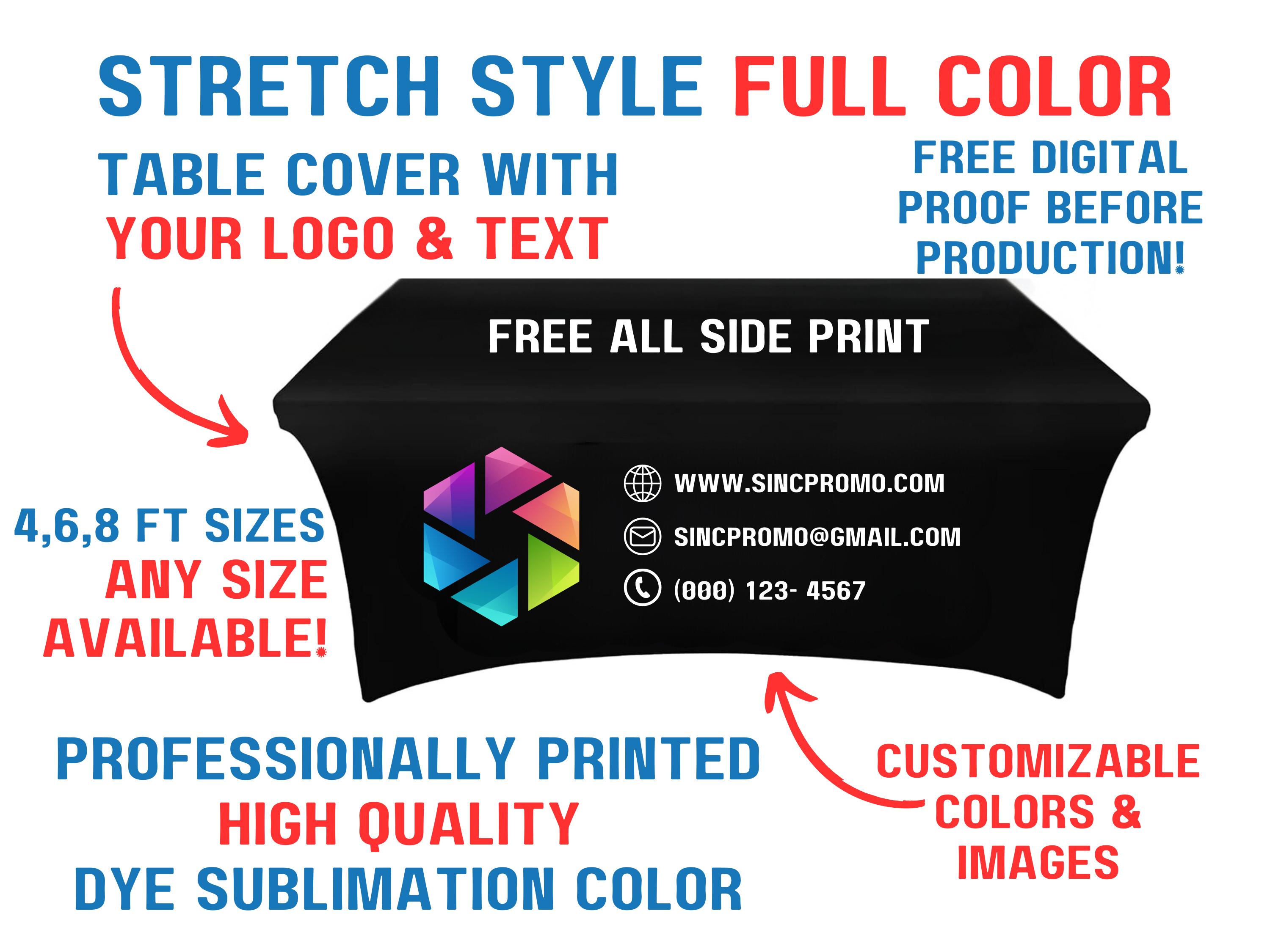 CUSTOM Stretch Table Cover Personalized Table Cover | LOGO/TEXTS Full ...