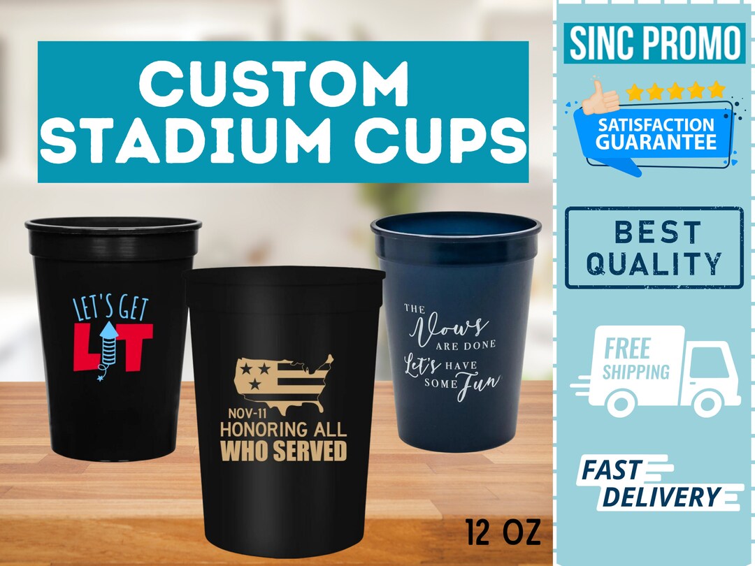 12 Oz Custom Reusable Cups | 12 Oz Custom Stadium Cups | Personalized ...