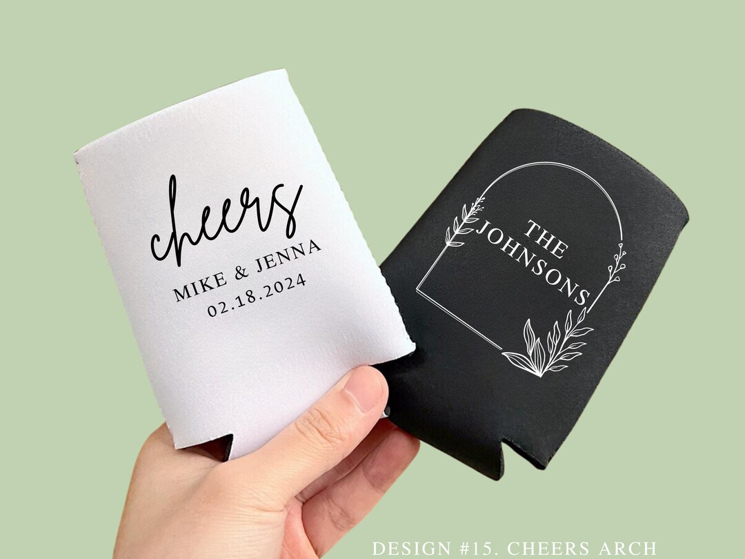 CUSTOM Wedding Can Coolers | CHEERS Can Coolers | Personalized Wedding ...