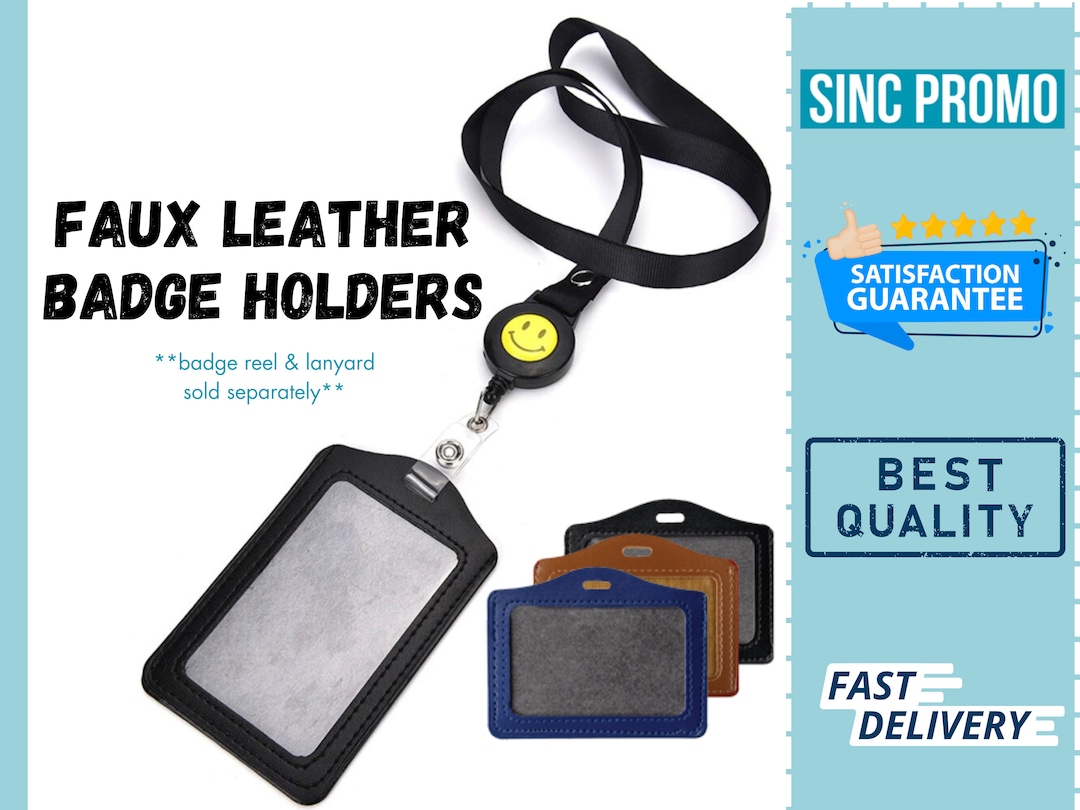 Faux Leather ID Holder ID Badge Holder Faux Leather ID Badge Holder ...
