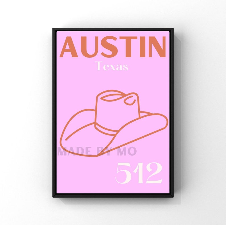Austin Texas Preppy Art Print, UT, University of Texas, Austin Cowboy ...