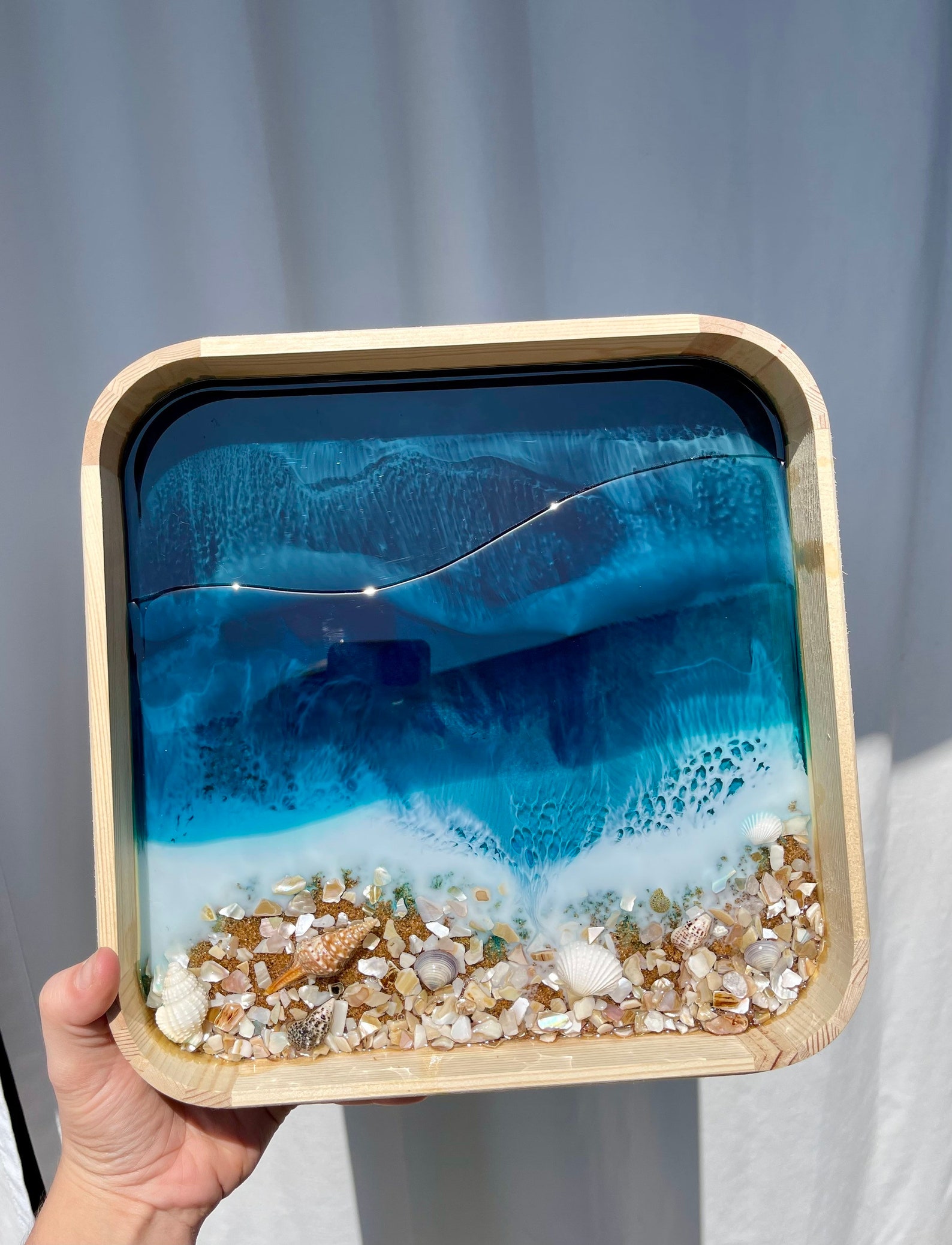 Handmade Resin Ocean Tray, Ocean Tray, Gift, Christmas Gift, Unique ...