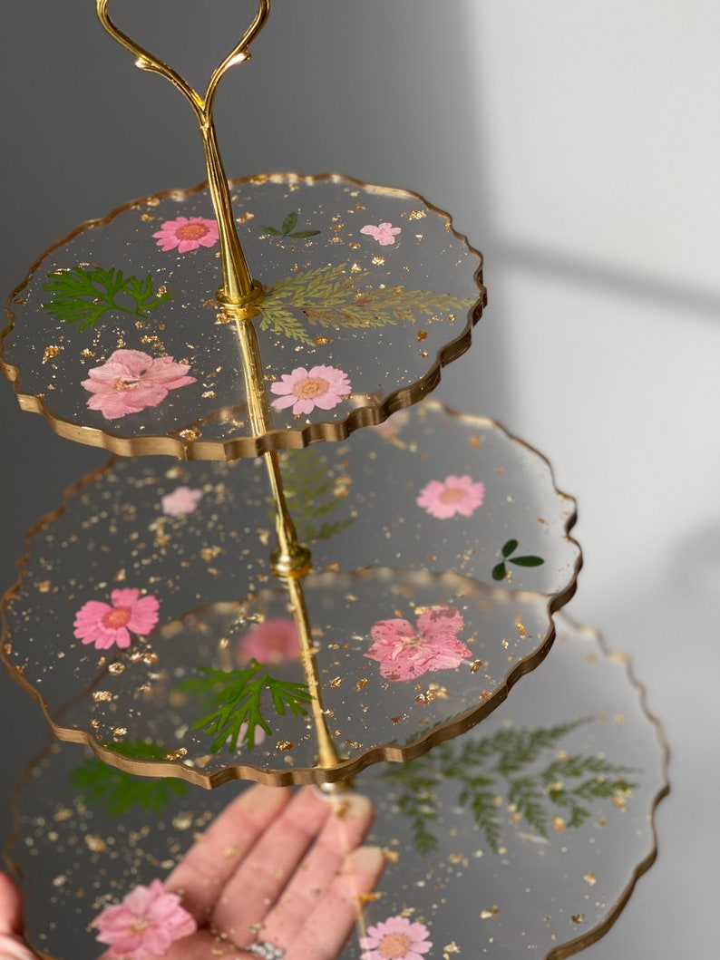 Flower Tower. Handmade Resin 3 Tier Dessert Tray - Etsy