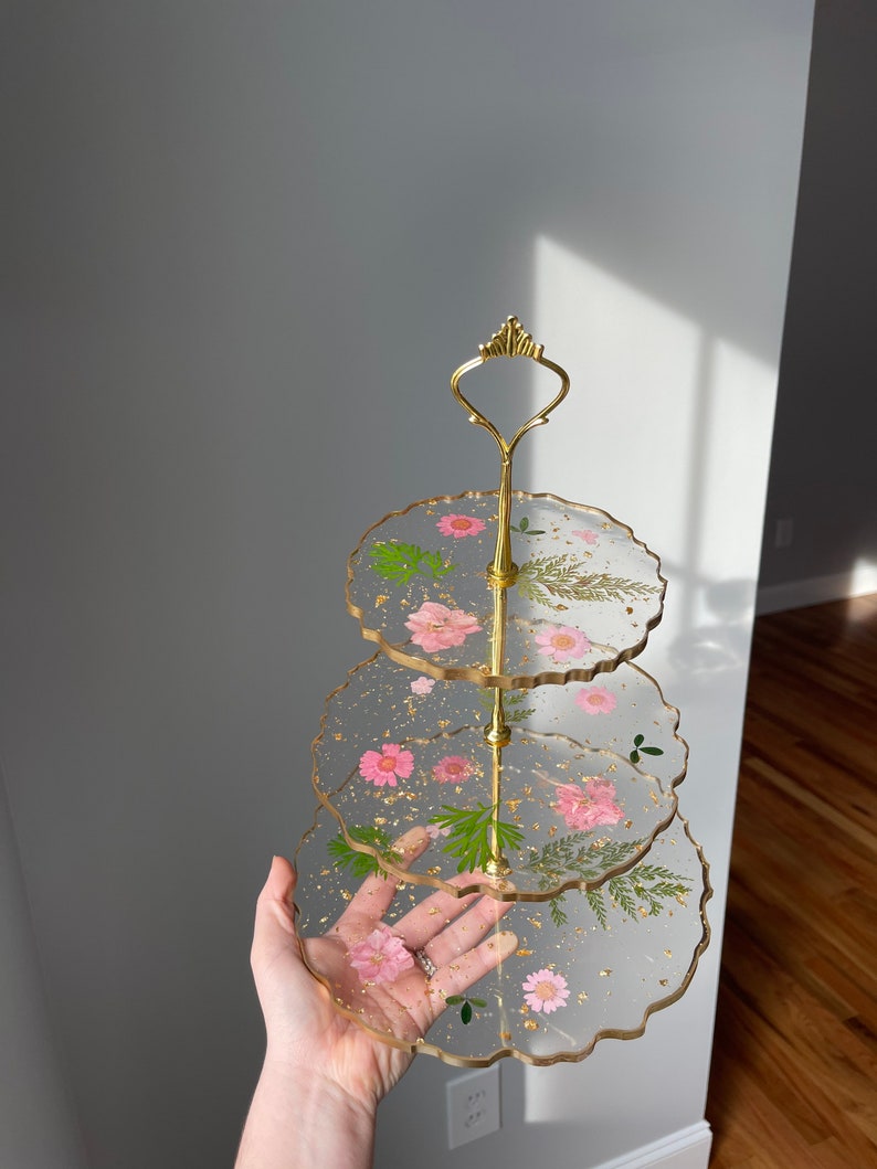 Flower Tower. Handmade Resin 3 Tier Dessert Tray - Etsy