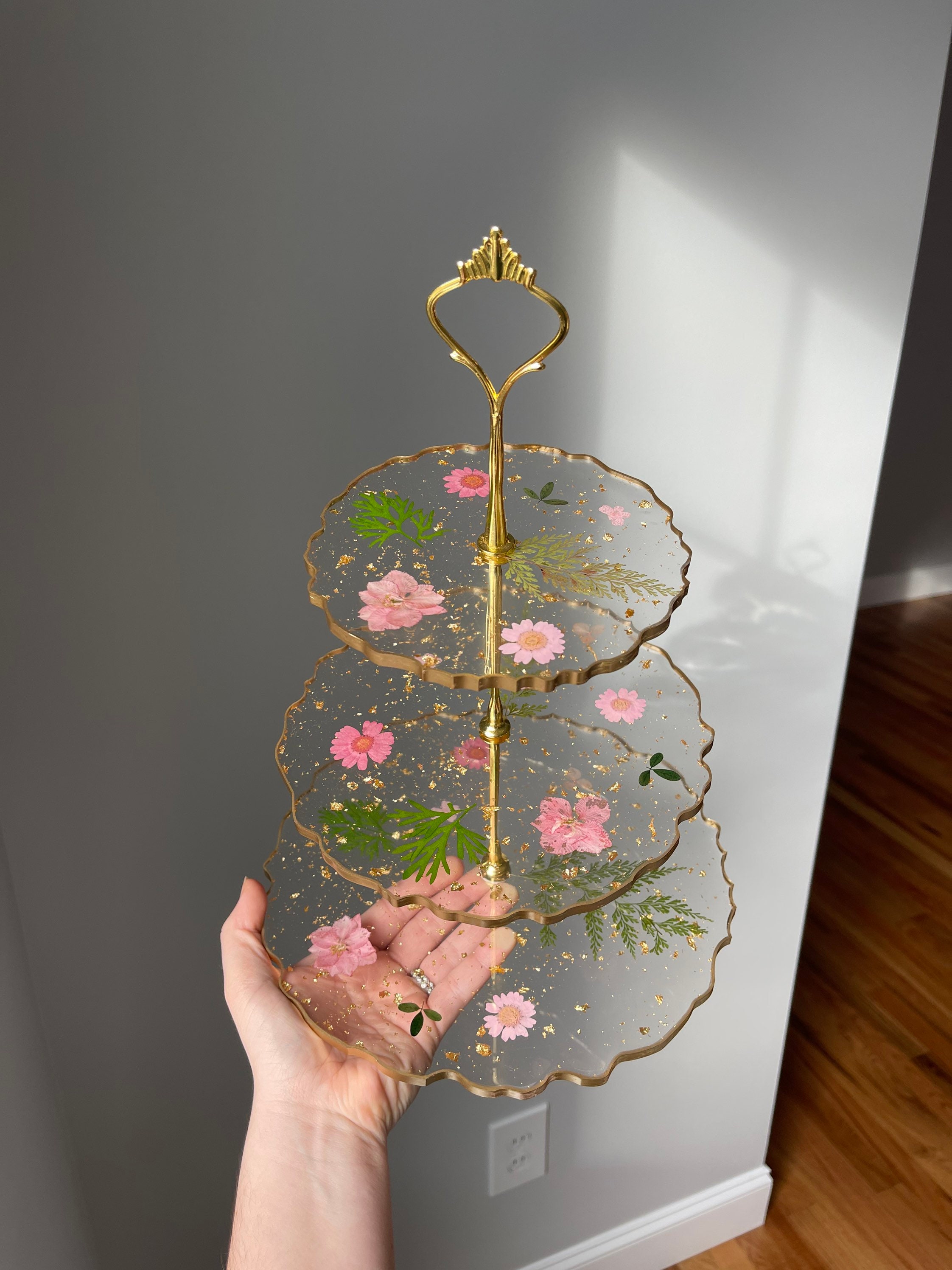 Flower Tower. Handmade Resin 3 Tier Dessert Tray - Etsy