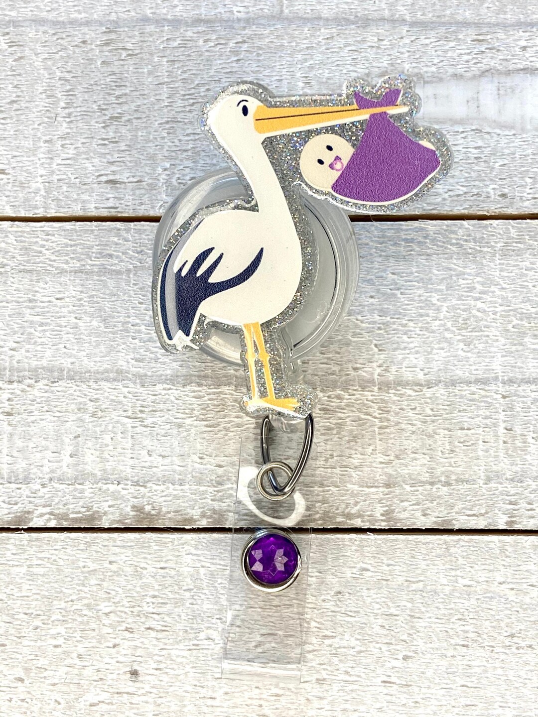 Stork and Baby Badge Reel, Stork Badge Reel, Funny Badge Reel, L&d ...