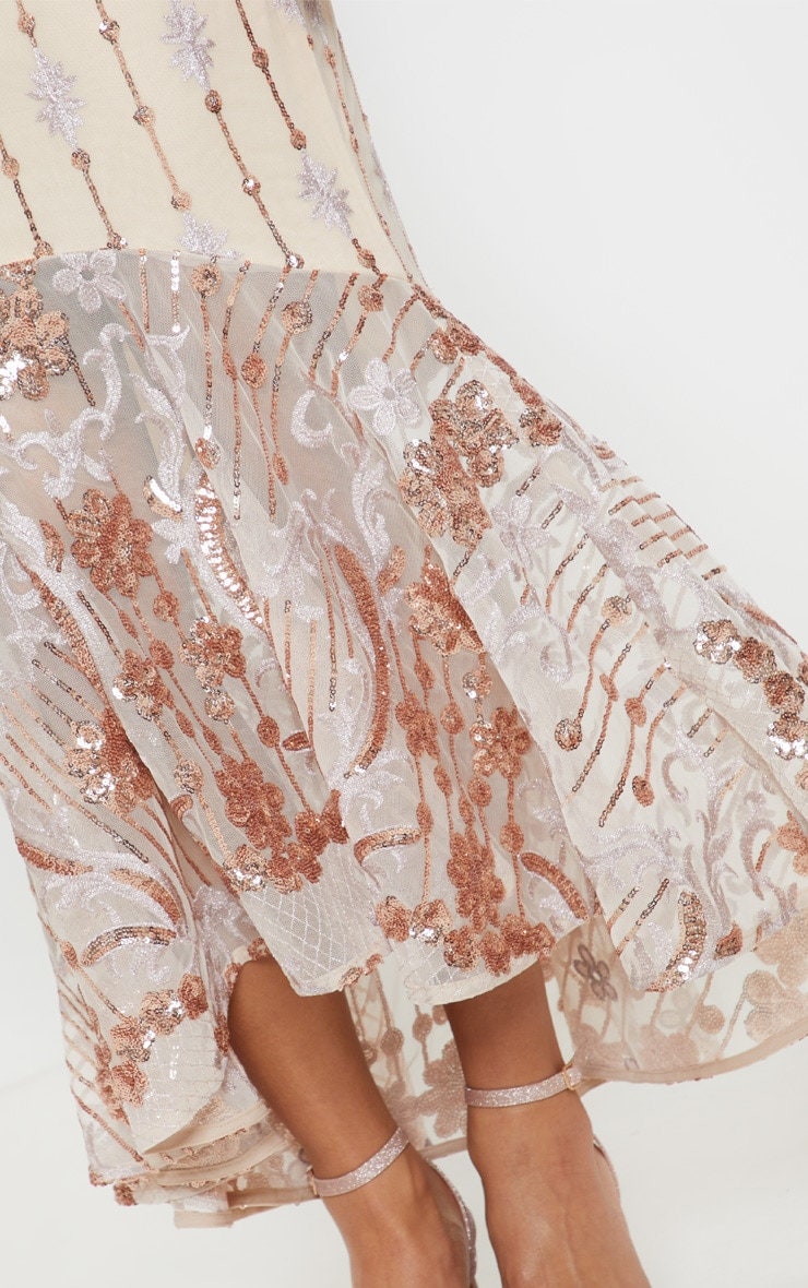 Rose Gold Sequin High Neck Fishtail Midaxi - Etsy
